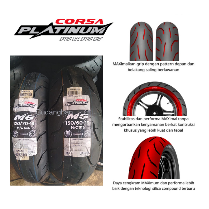 Jual Paket Corsa M5 120 70 13 dan 150 60 13 Ban Luar motor nmax n-max ...