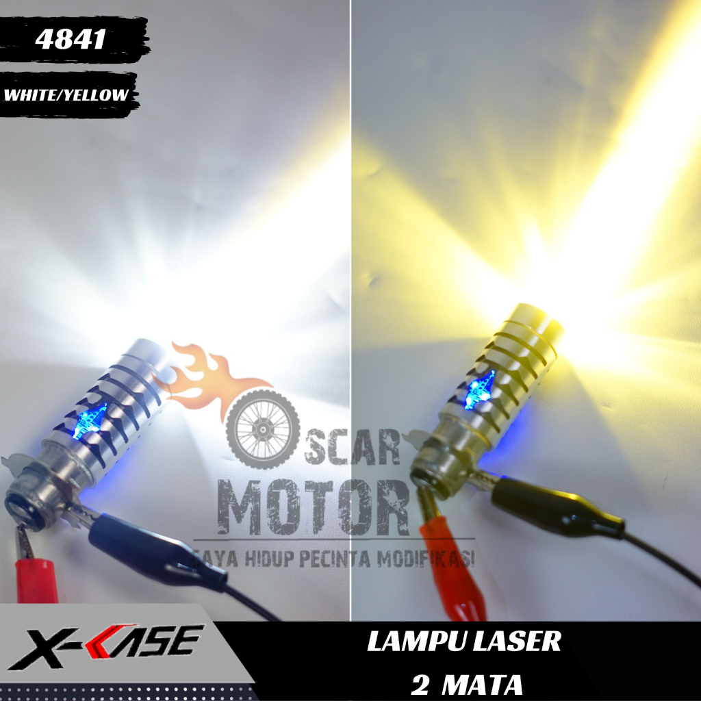 Jual LAMPU LED MOTOR H6 LASER 2 WARNA KRISTAL BIRU LED H6 LASER MOTOR UNIVERSAL BOHLAM LED H6 ...