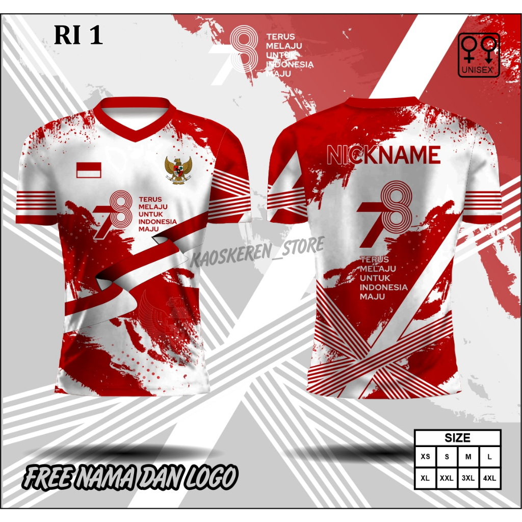 Jual Jersey hut kemerdekaan ri ke 78 baju kemerdekaan Indonesia 2023 kaos dirgahayu Republik ...