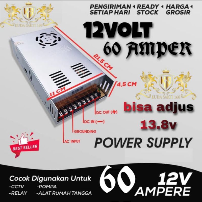 Jual Power Supply 12v 60A Power Suply Small 60A Ampere 12 Volt 720w ...