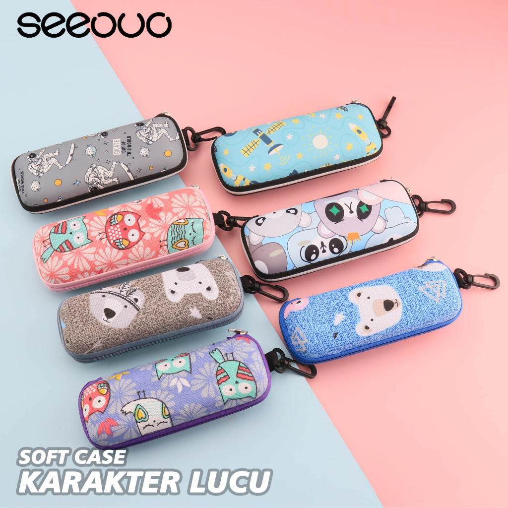 Jual Seeouo Tempat Kacamata Resleting Soft Case Kacamata Motif Cartoon ...