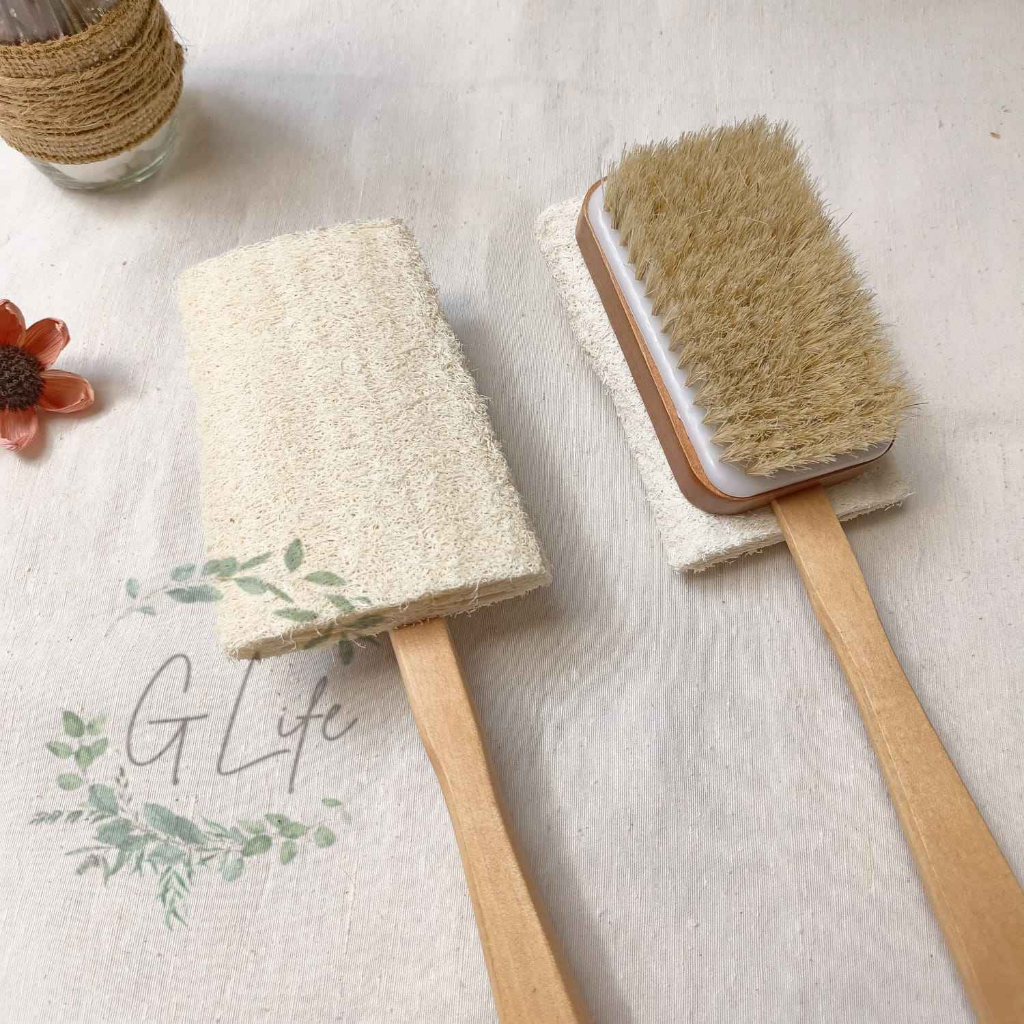 Jual Sikat Punggung Loofah Bambu 2in1 Spons Mandi Loofah Back Brush ...