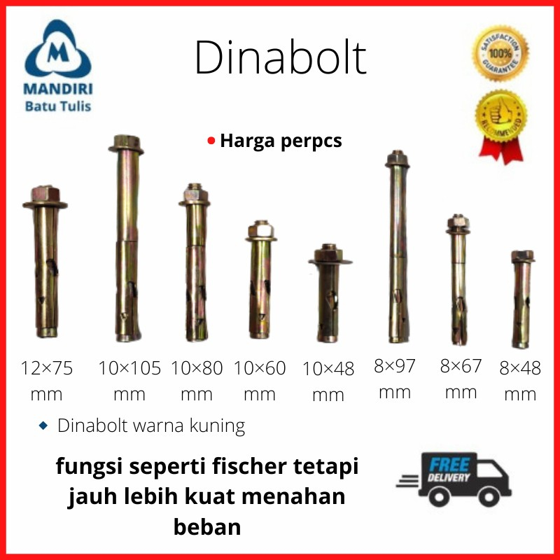 Jual TERMURAH Dynabolt Dinabol Dynabol Anchor Bolt Besi 10mm | Shopee ...