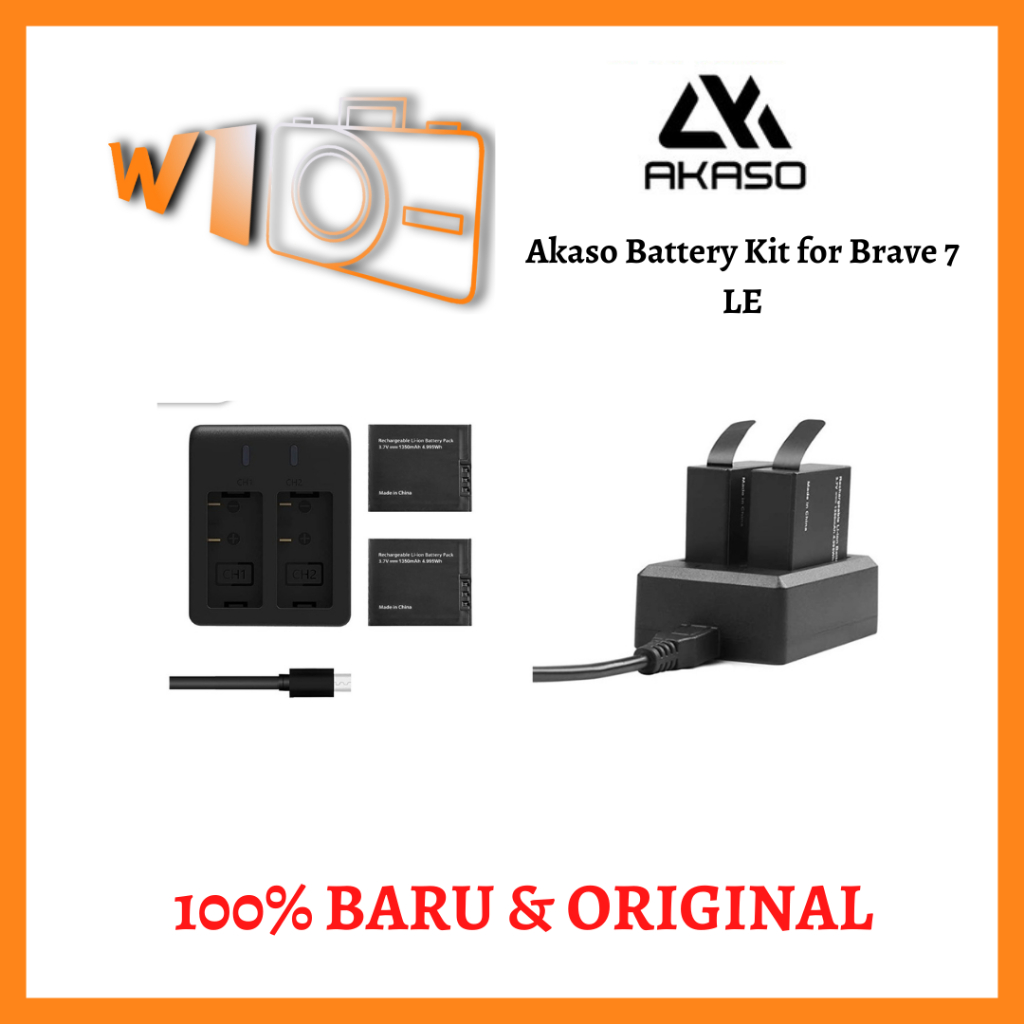 Jual Akaso Battery Kit For Brave 7 LE (2 Battery + 1 Docking) | Shopee ...