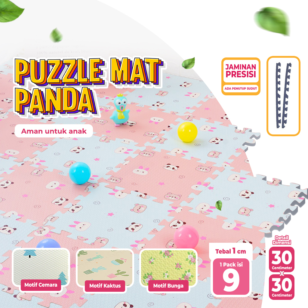 Jual PUZZLE ALAS LANTAI MOTIF PANDA /BUNGA / KAYU 30 X 30 X 1CM 1 PACK ...