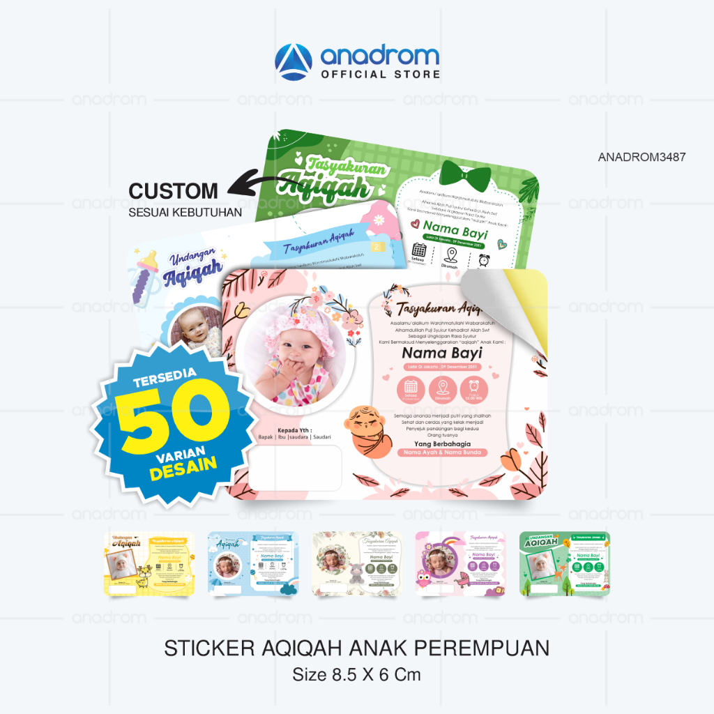 Jual Sticker Label Aqiqah Anak Perempuan | Sticker Label Box Makanan ...