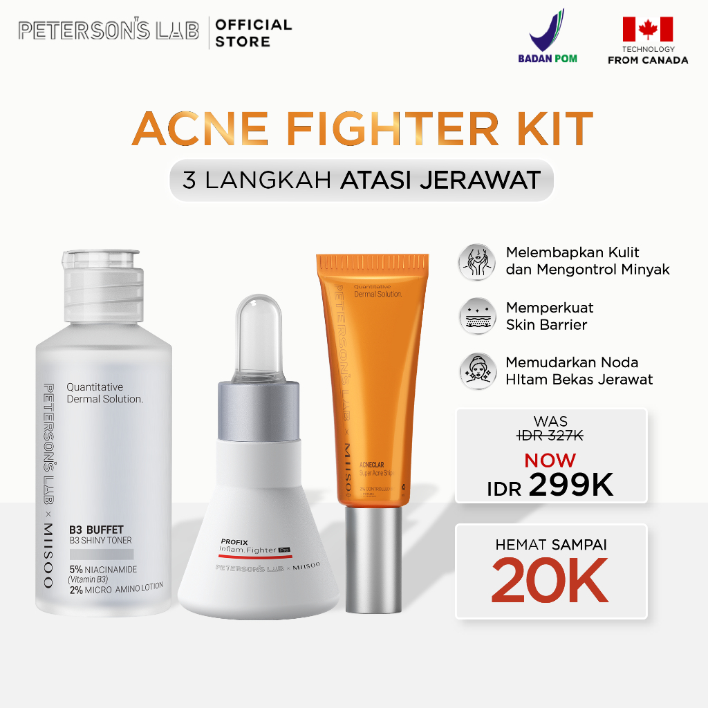 Jual Peterson's Lab - Acne Fighter Kit Bundle (Shiny Toner + Profix ...