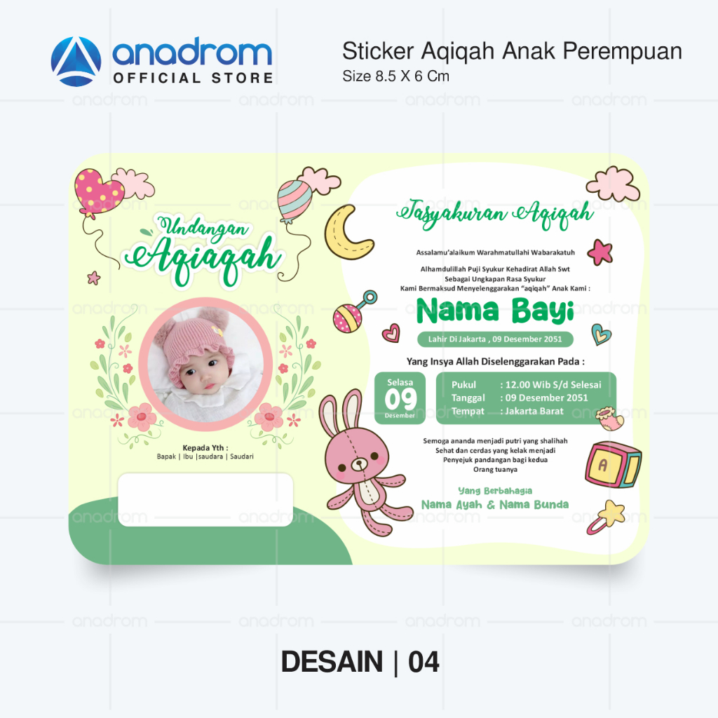 Jual Sticker Label Aqiqah Anak Perempuan | Sticker Label Box Makanan ...