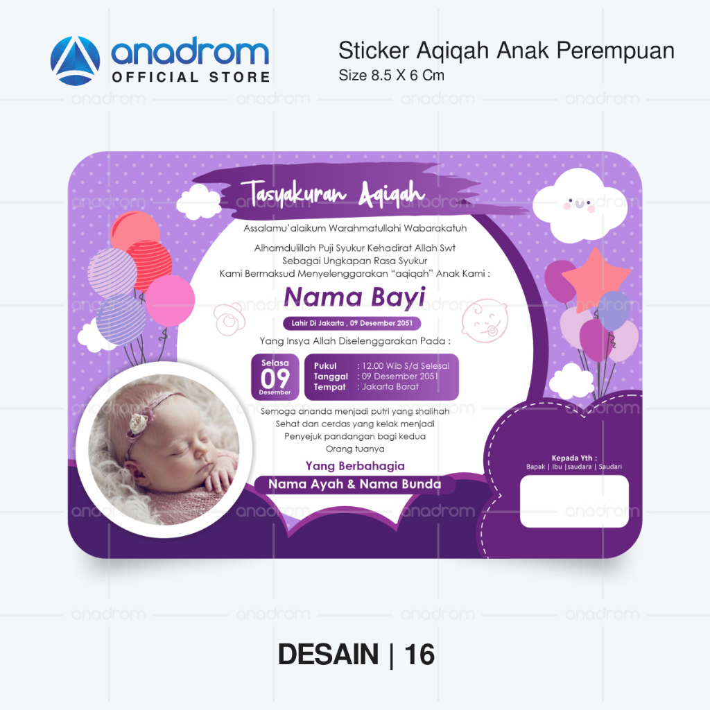 Jual Sticker Label Aqiqah Anak Perempuan | Sticker Label Box Makanan ...