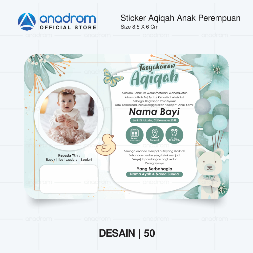 Jual Sticker Label Aqiqah Anak Perempuan | Sticker Label Box Makanan ...