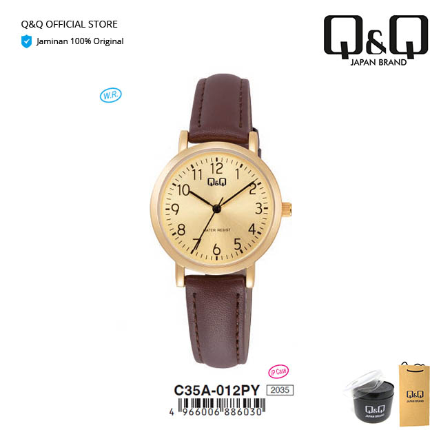 Jual Q&Q QnQ QQ Original Jam Tangan Wanita Fashion Analog Kulit Leather - C35 C35A Water Resist ...