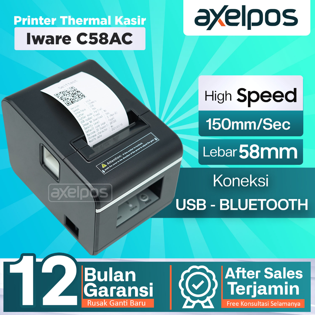 Jual PRINTER KASIR THERMAL 58MM IWARE C-58AC USB / USB BLUETOOTH ...