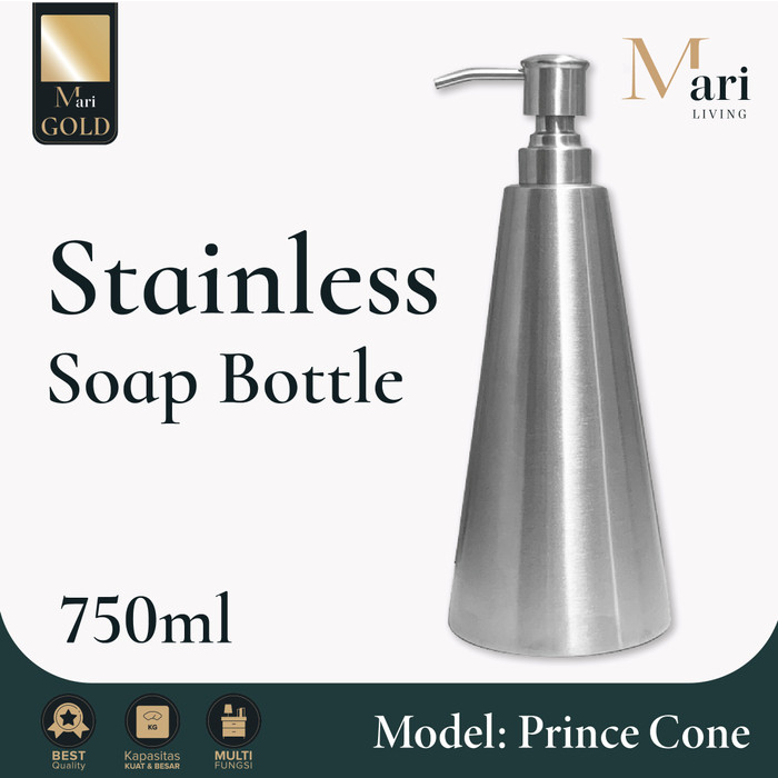 Jual Botol Tempat Sabun Cair Cone Stainless Steel Dispenser Soap 750ml ...