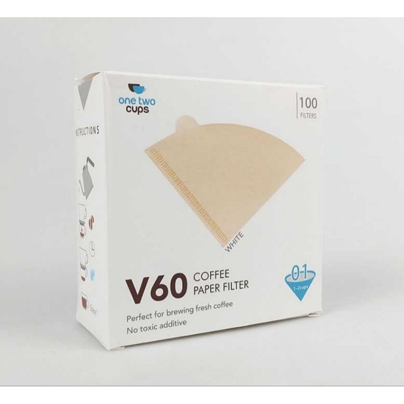 Jual One Two Cups - Paper filter V60 100 sheets Bleached Unbleached ...