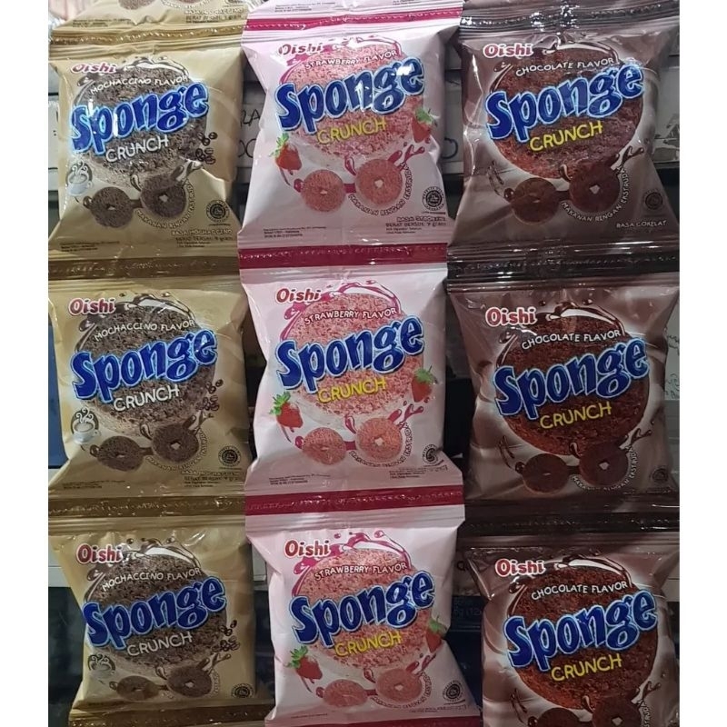 Jual Oishi Sponge Coklat / Strawberry 9gr (1 Renceng 10 Pcs) Cemilan ...
