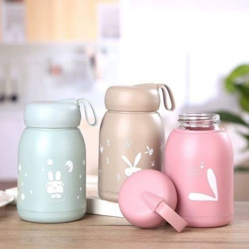 Jual BOTOL BUNNY KACA MINI RABBIT TERMOS BISA PANAS / DINGIN 330ML ...