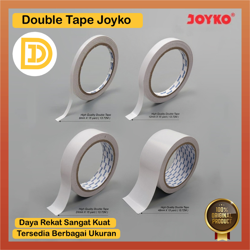Jual Double Tape Putih 6mm 12mm 24mm 48mm Dobel Tip Joyko 1/4inch 1 ...