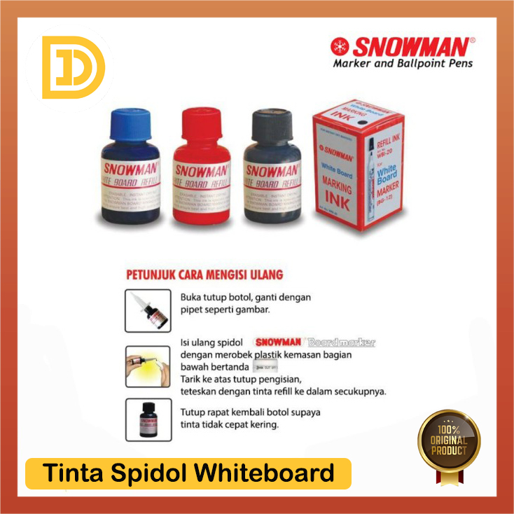 Jual Tinta Spidol Whiteboard Snowman Refill Papan Tulis Non Permanent ...