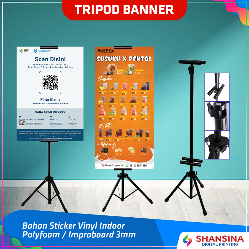 Jual TRIPOD STAND BANNER / TRIPOD POSTER 1 SISI / 2 SISI PART 1 | Shopee Indonesia