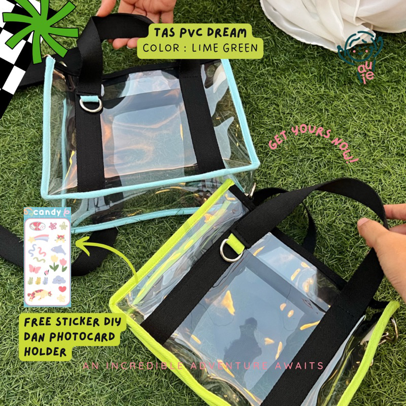 Jual aullie.bags | Tas PVC Transparan Konser Premium DREAM Warna Lime ...