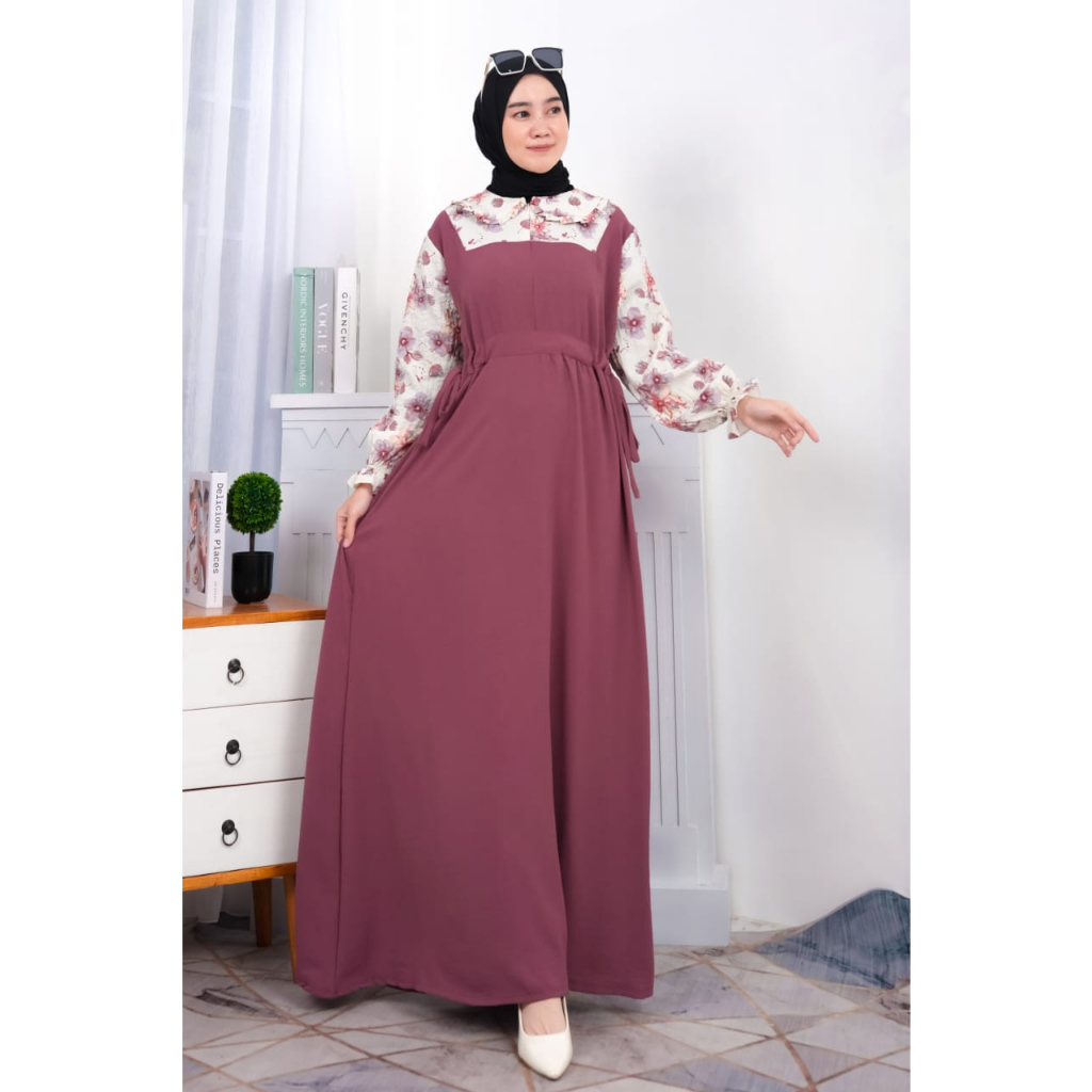 Jual Arti Fashion Gamis Wanita Crinkle Kerah Motif Bunga Bahan Matt ...