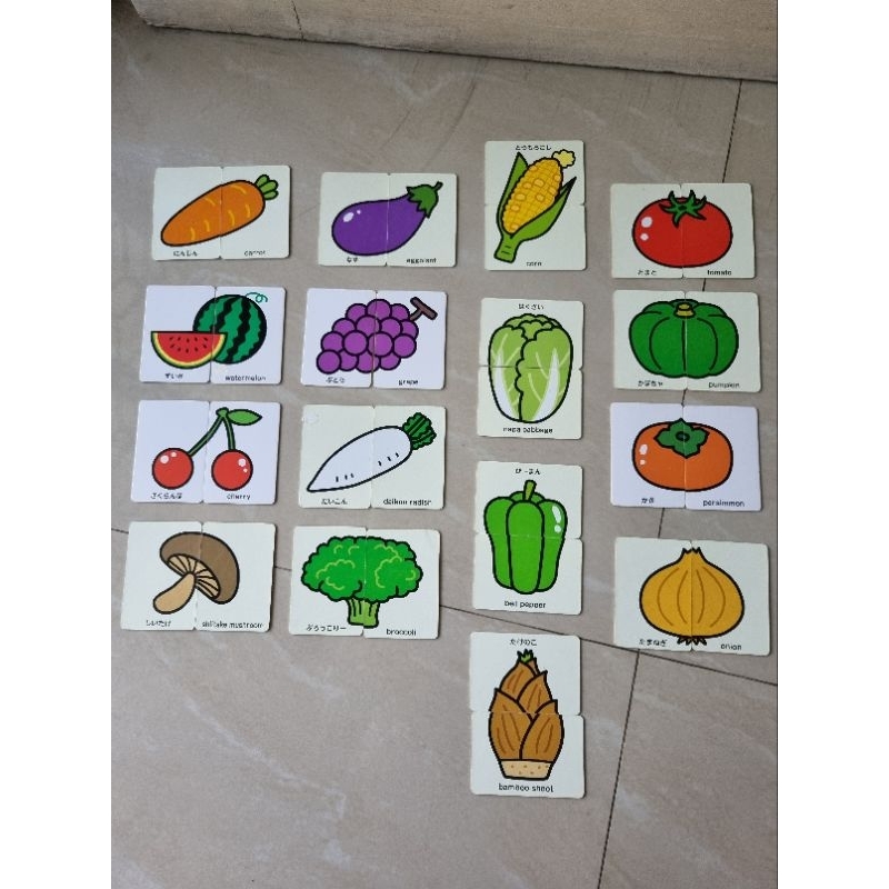 Jual Daiso puzzle flash card kartu cepat flashcard fruit and vegetable ...