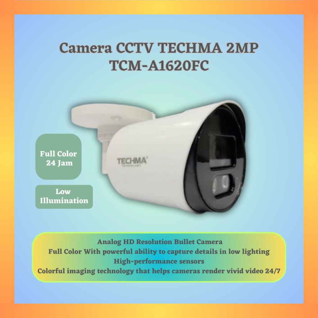 Jual CAMERA CCTV TECHMA 2MP TCM-A1620FC OUTDOOR FULL COLOR | Shopee ...