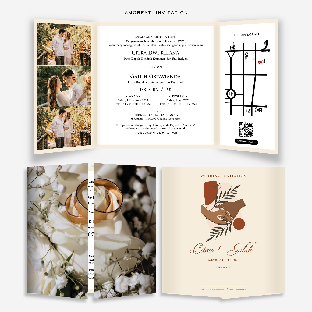 Jual Undangan Pernikahan Aesthetic Rustic Minimalist Simple Custom Foto ...