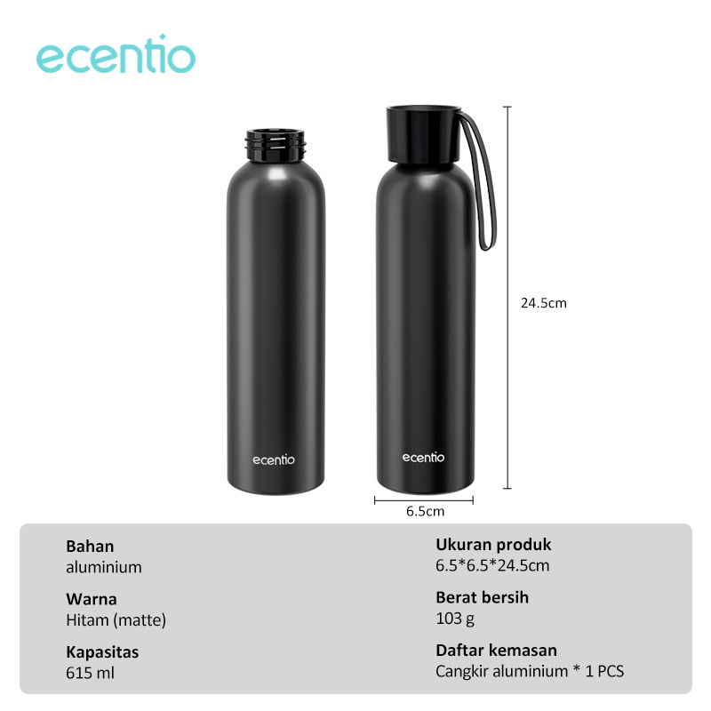 Jual ECENTIO Tumbler Botol Minum Aesthetic 750 ml Aluminium Ringan ...