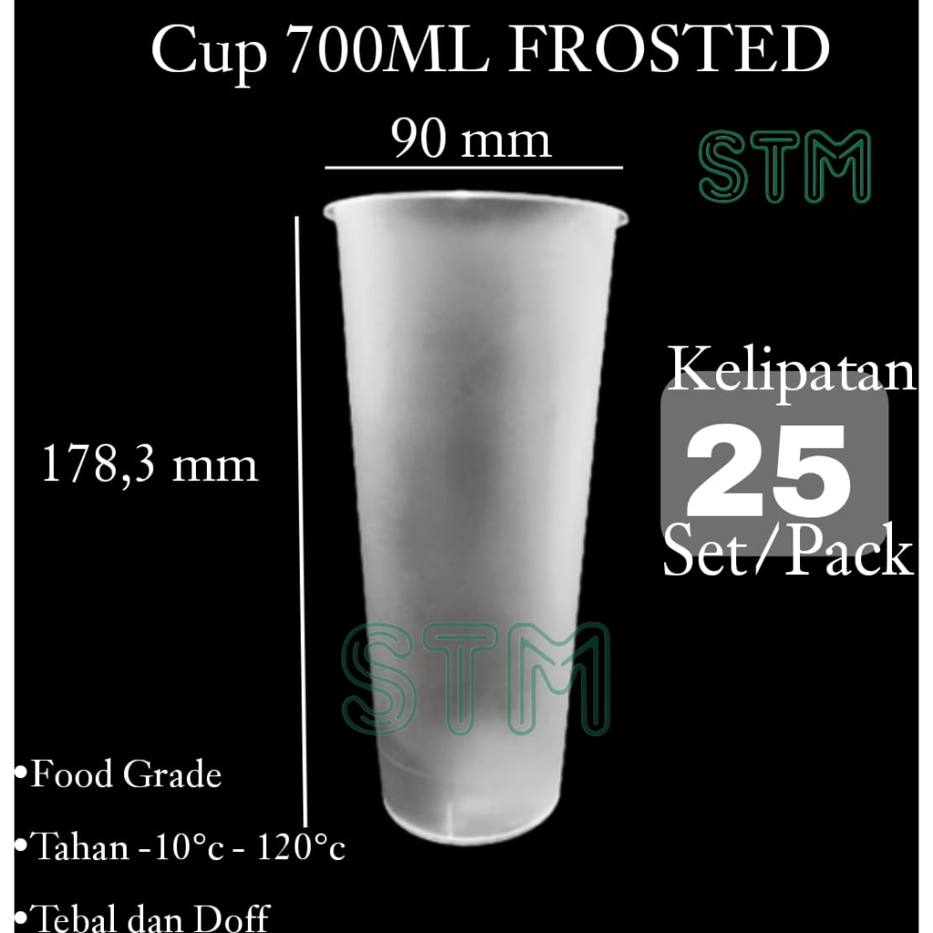 Jual Isi 25Pcs/Set Gelas Plastik Frosted Slim Tinggi 24oz 700ml 22OZ ...