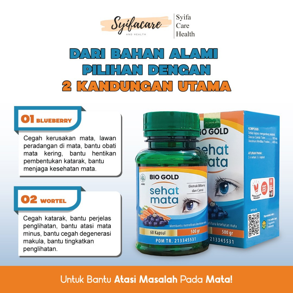 Jual Kapsul Herbal Bio Gold Sehat Mata Extrak Bilberry Carrot 60 Kapsul ...