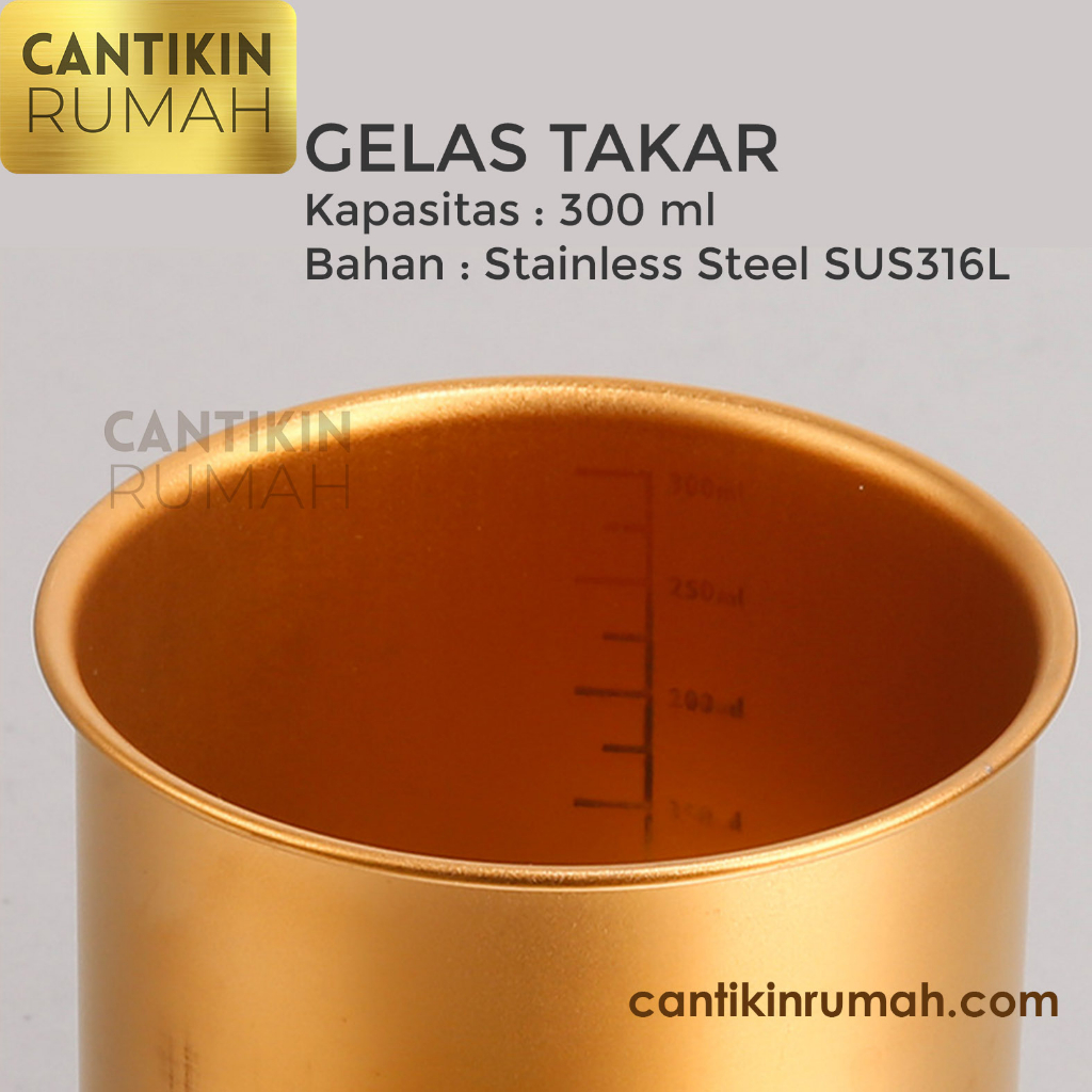 Jual GELAS TAKAR AIR MINYAK STAINLESS SUS316L EMAS MEASURING CUP 300ML GOLD | Shopee Indonesia