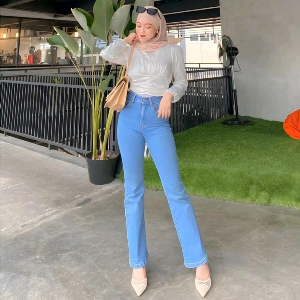 Jual Cutbray Jeans Celana Panjang Highwaist Strecht (melar) Korean Style Premium - Bawahan ...