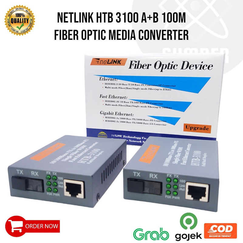 Jual HTB3100 A/B Fiber Optical Media Converter Netlink 10/100Mbps RJ45 ...