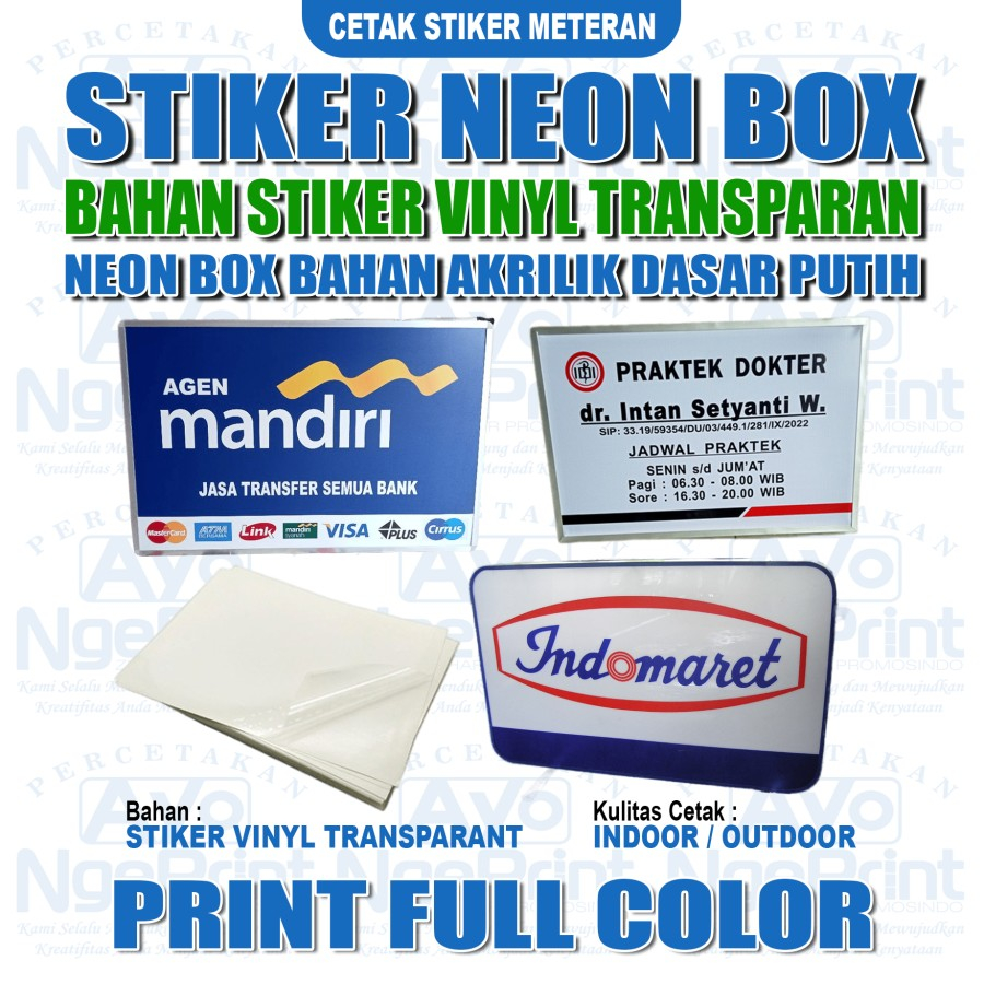 Jual Cetak Stiker Neon Box Akrilik Putih / Stiker Vinyl Transparan ...