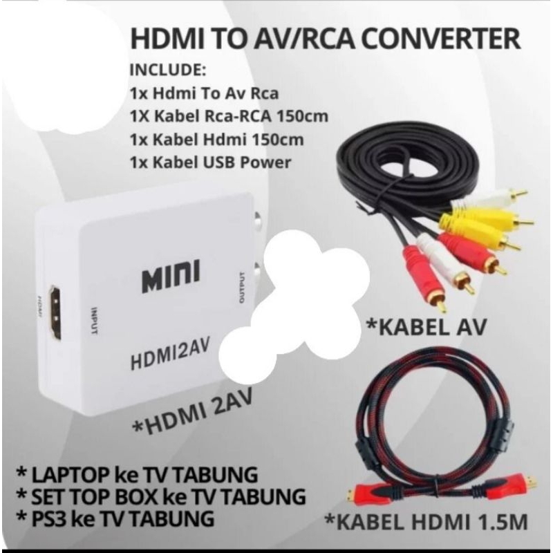 Jual kabel HDMI to rca lap top ke tv tabung ,HDMI 2Av kabel HDMI rca/LR | Shopee Indonesia