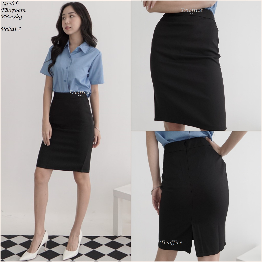 Jual Rok Span Hitam Kerja Formal Pendek Selutut 3/4 | Shopee Indonesia