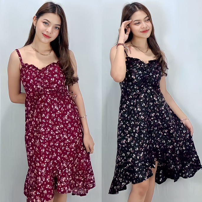 Jual Midi Dress Motif Bunga Dress Tidur Daster Wanita Sexy Bahan Rayon ...