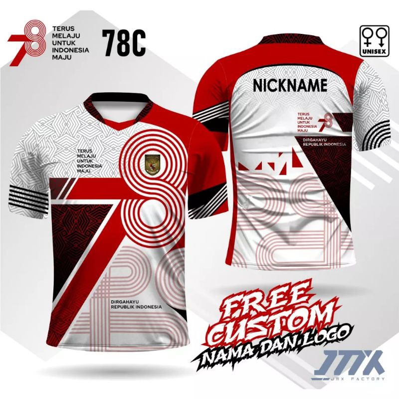 Jual Jersey HUT RI ke 78 / Kaos kemerdekaan free Costum nama dan logo | Shopee Indonesia