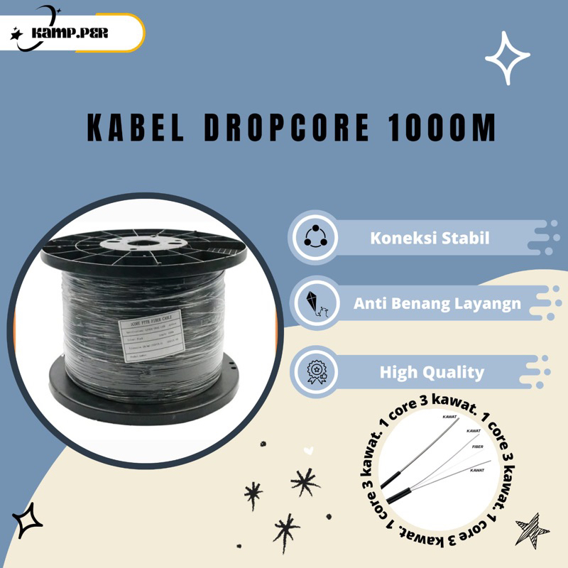 Jual Kabel Fiber Dropcore 1 Core 1000 Meter Kabel Fiber Optik 1000m ...