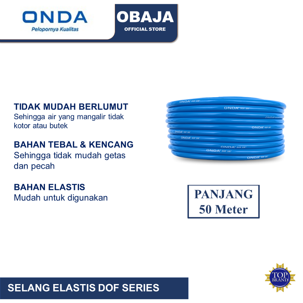 Jual Onda Selang Air Elastis Dof 1/2" Onda / Selang Dof Biru 1/2" 50 M Onda | Shopee Indonesia