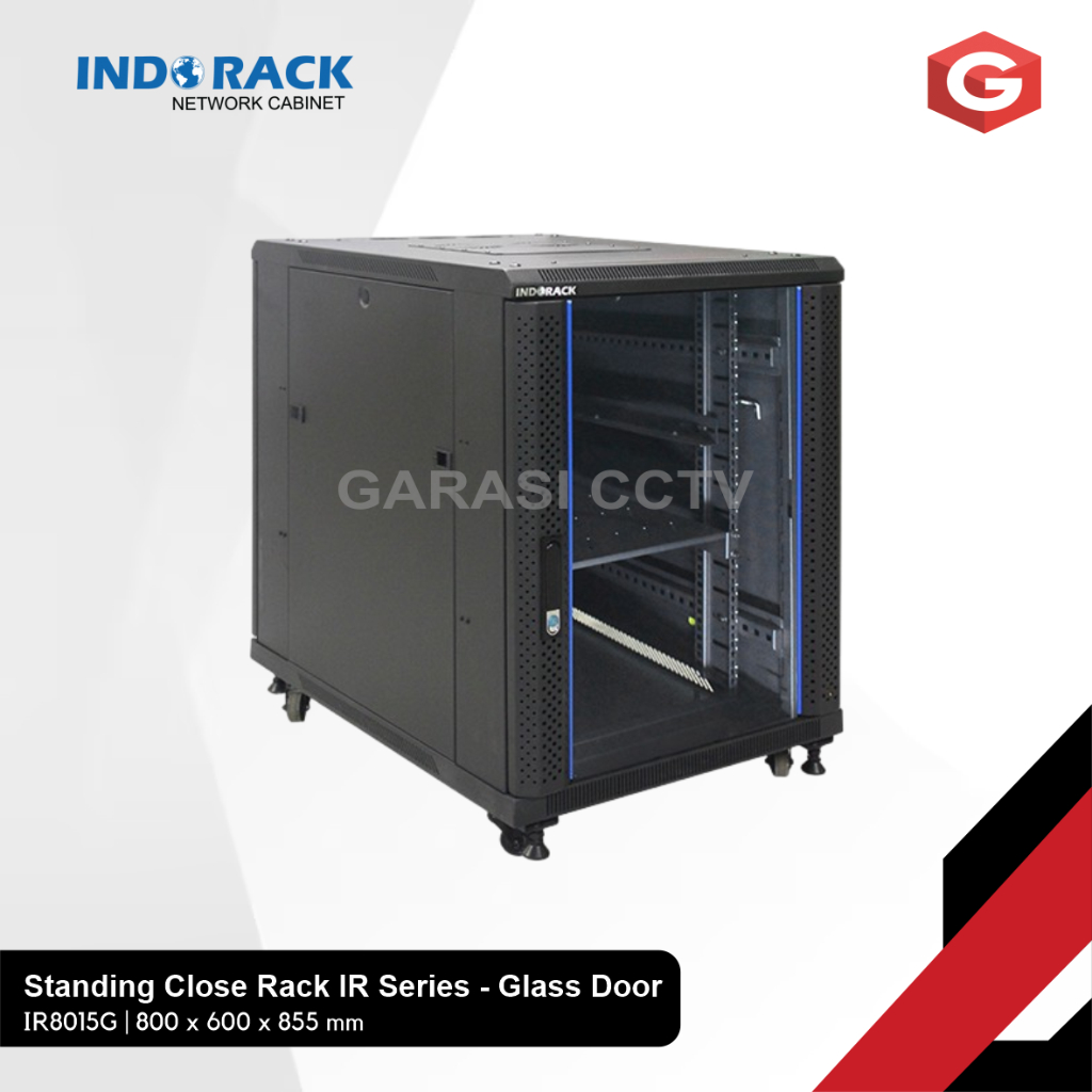 Jual Indorack 15U Close Rack Depth 800mm Glass Door 19" - IR8015G ...