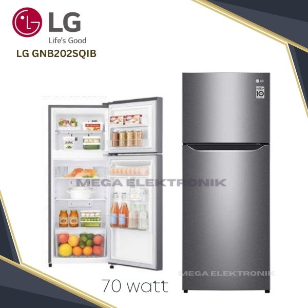 Jual LG GNB202SQIB / GNB 202SQIB Kulkas 2 pintu Lemari Es 187Liter Smart Inverter | Shopee Indonesia