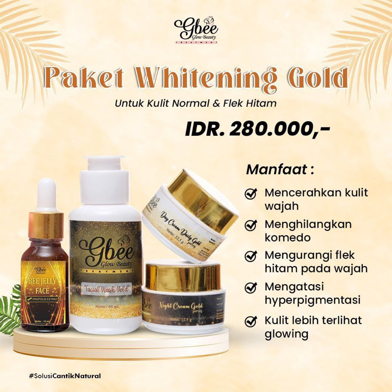 Jual (Bisa COD) PAKET GOLD WHITE GBEE GLOWBEAUTY | Shopee Indonesia