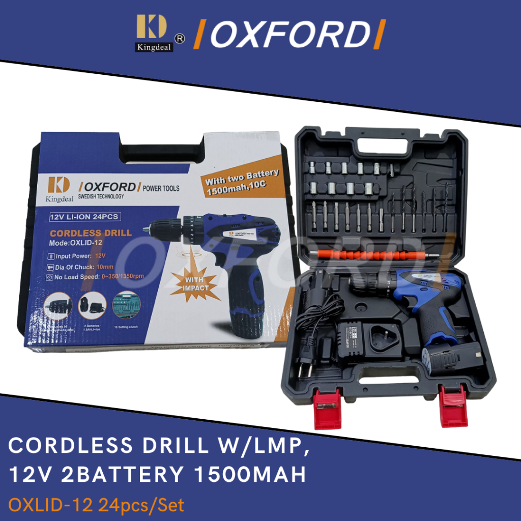 Jual Mesin Bor Listrik King Oxford Cordless drill impact 10mm 12V OXLID ...