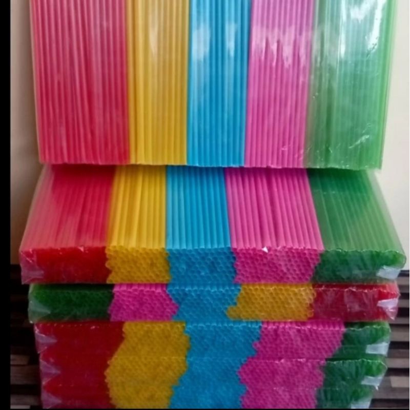 Jual sedotan plastik kombinasi warna warni isi+-230gr sekali pakai ...