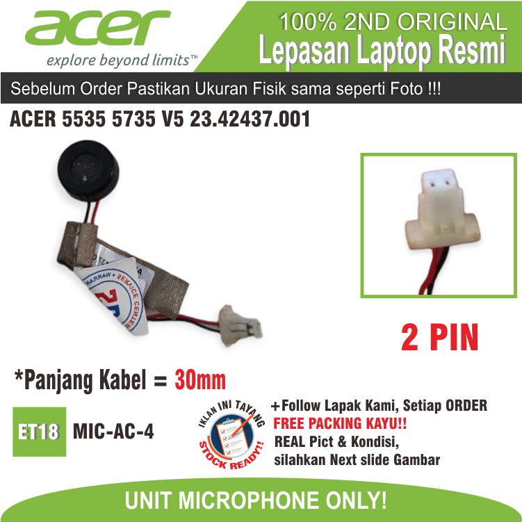 Jual ET18 MIC-AC-4 Microfone SUARA LAPTOP ACER 5535 5735 V5-132 23. ...