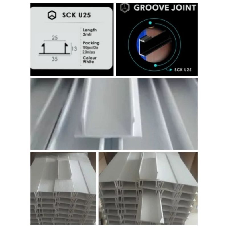 Jual Tali air UPVC U Channel PVC Groove Joint SCK U25 W 2meter | Shopee ...