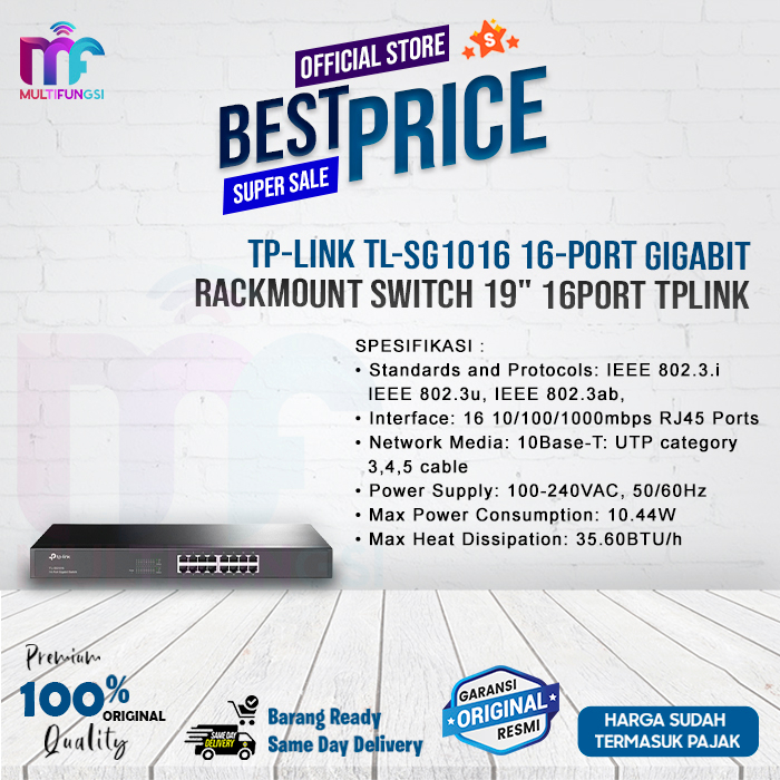 Jual TP-LINK TL-SG1016 16-Port Gigabit Rackmount Switch 19" 16Port ...