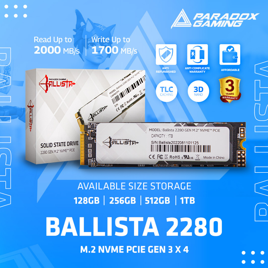 Jual PARADOX GAMING BALLISTA SSD M.2 2280 1TB PCI-e 3.0x4 with NVMe ...